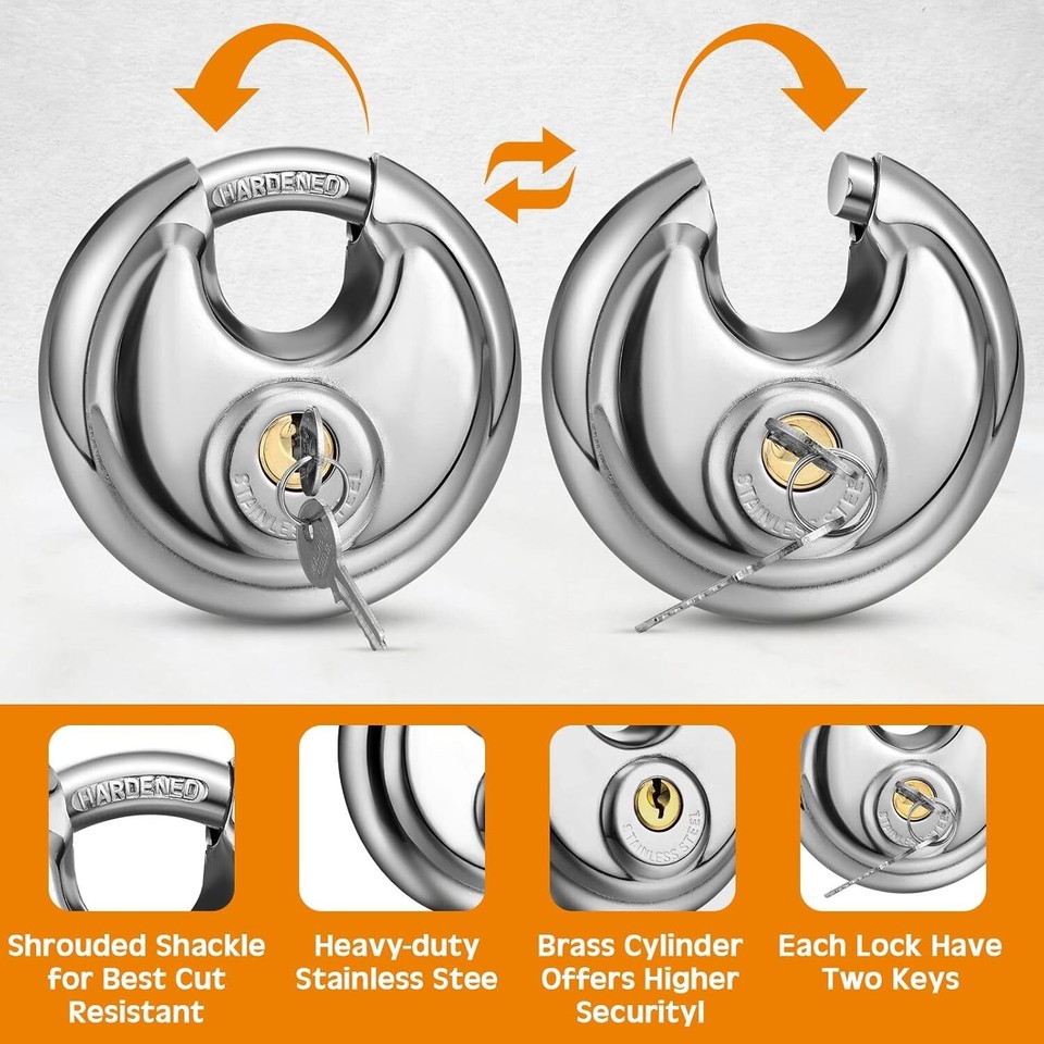 Lot of 24 Keyed Alike DISC PADLOCK 70mm Stainless Steel Storage Trailer ...