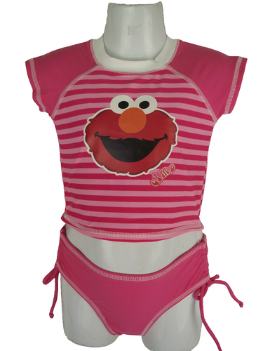 BNWT Little Girls Sz 1 Elmo Logo Pretty Pink Rash Top & Pants Swim Suit ...