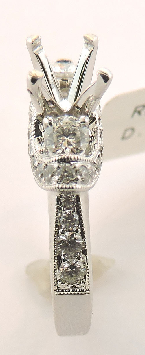 14K WHITE GOLD - DIAMOND (.60Ct) ENGAGEMENT REMOUNT RING SETTING/ SIZE ...
