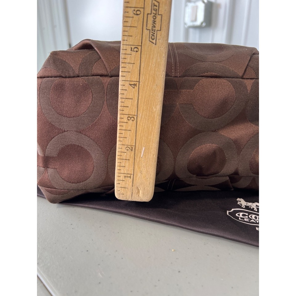 Coach Madison Brook Canvas Satchel Purse Tote Bag Brown Signature Gold ...