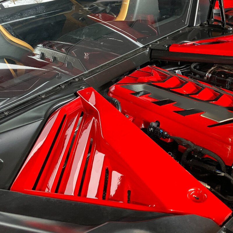 2X Gloss Red Engine Covers Engine Bay Panel Trim Cover For 2020-2024 ...