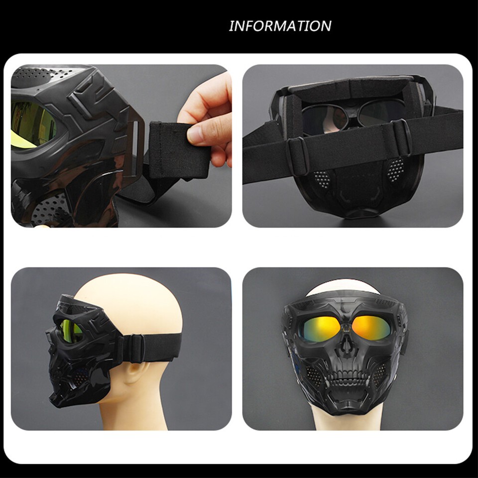 Tactical Skull Full Face Mask Cosplay Spring Assisted Open Pocket Knife ...