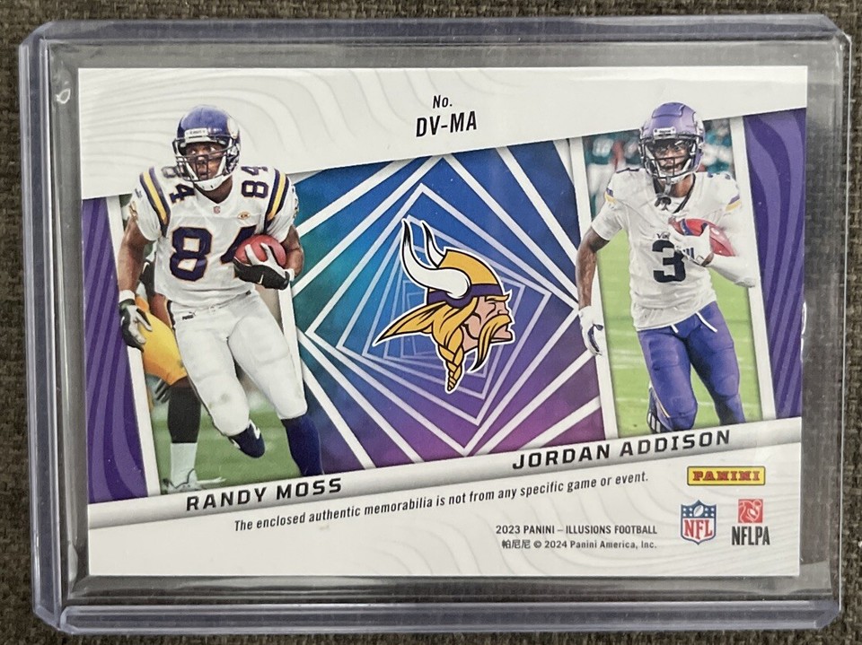 2023 Illusions Deja Vu Randy Moss Jordan Addison Dual Patch Vikings ...