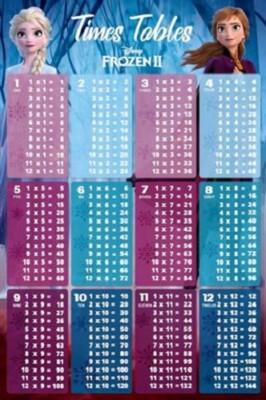 Frozen II - Times Tables POSTER 61x91cm NEW Elsa Anna learn ...