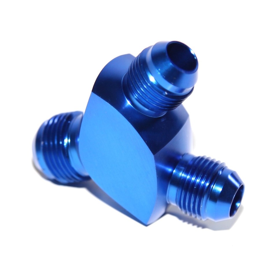3-Way Y-Block Fitting Adapter AN10 10-AN Male to 2X AN8 8-AN Male BLUE ...