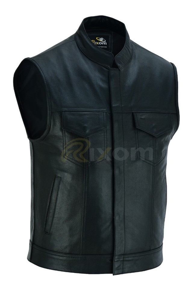 Biker Leather Waistcoat Men's Cut Motorcycle Black Various Club Bikers ...