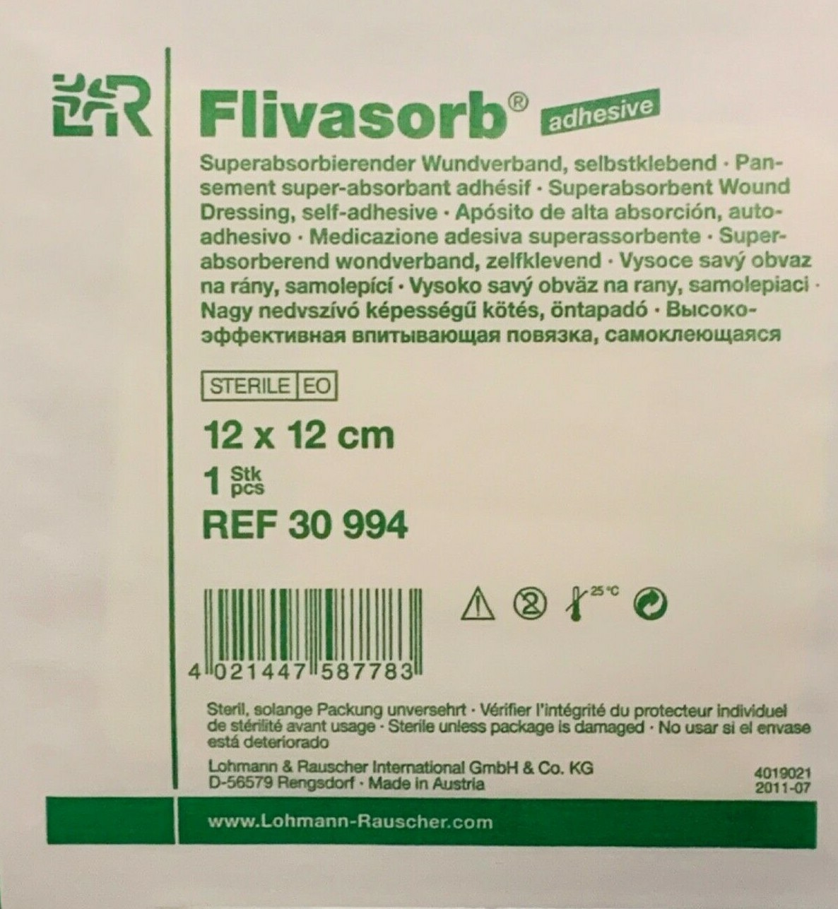 1 Box ( 10 pieces ) Flivasorb Self-Adhesive Superabsorbent Wound ...