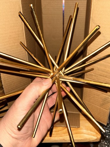 Mid Century Modern 9” Sea Urchin Gold tone Iron Rod Asterisk. Spiked ...