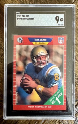 Troy Aikman 1989 Pro Set Rookie Card RC #490 Graded SGC 9MT Dallas ...