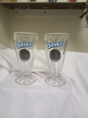 Oreo Cookies Milkshake Drinking Clear Fluted Glasses 7” Tall Glass ...