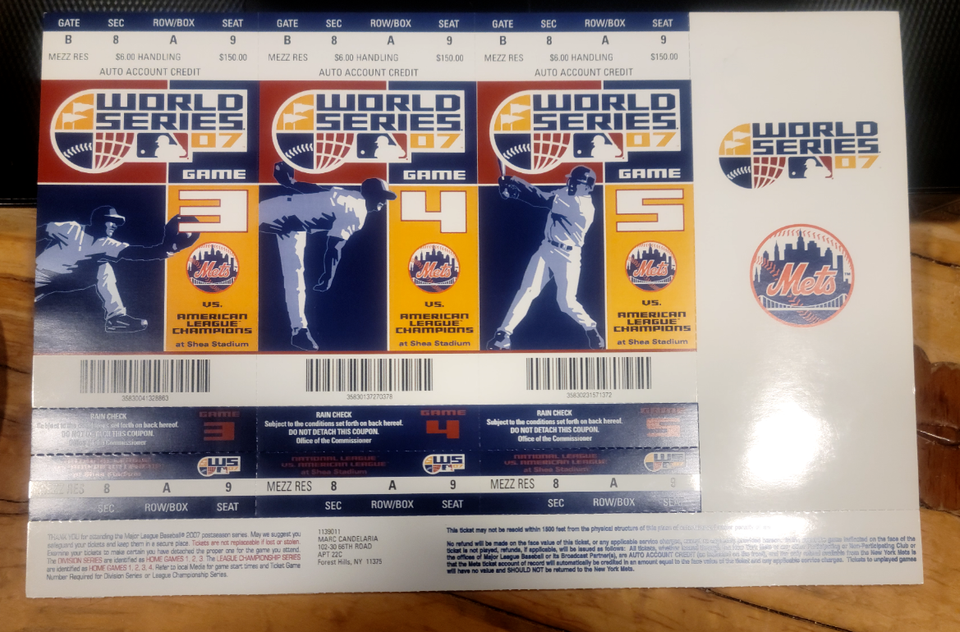2007 COMPLETE UNCUT SHEETS NY METS NLDS, NLCS AND WORLD SERIES TICKETS ...