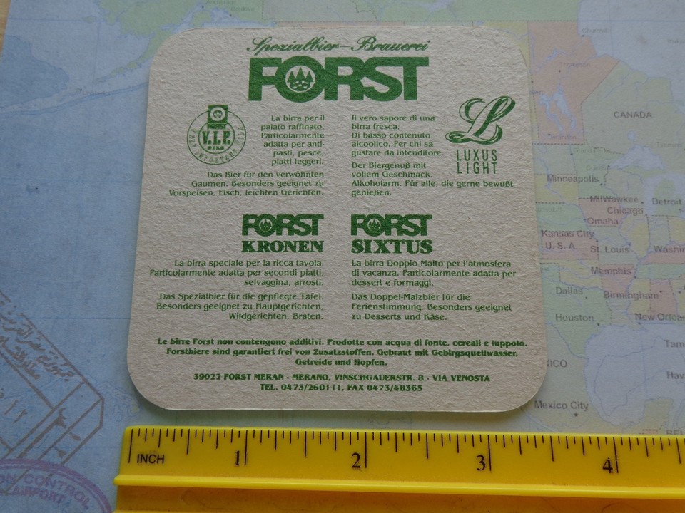 FORST Brauerei Beer COASTER ~*~ Kronen ~ V.I.P. Pils ~ Sixtus ~ Luxus ...