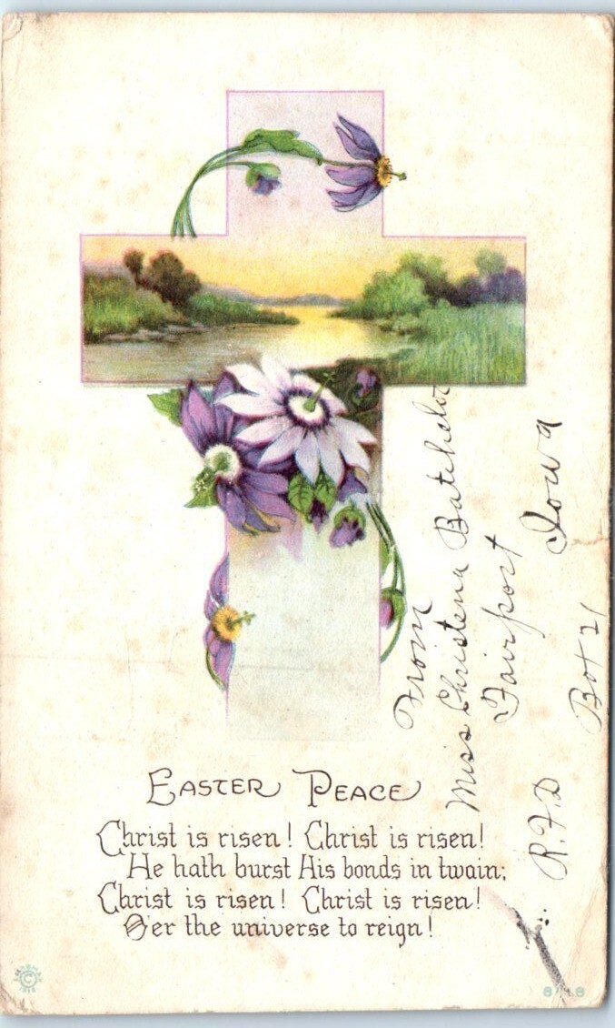 Easter Peace with Poem and Cross with Flowers Art Print - Easter ...