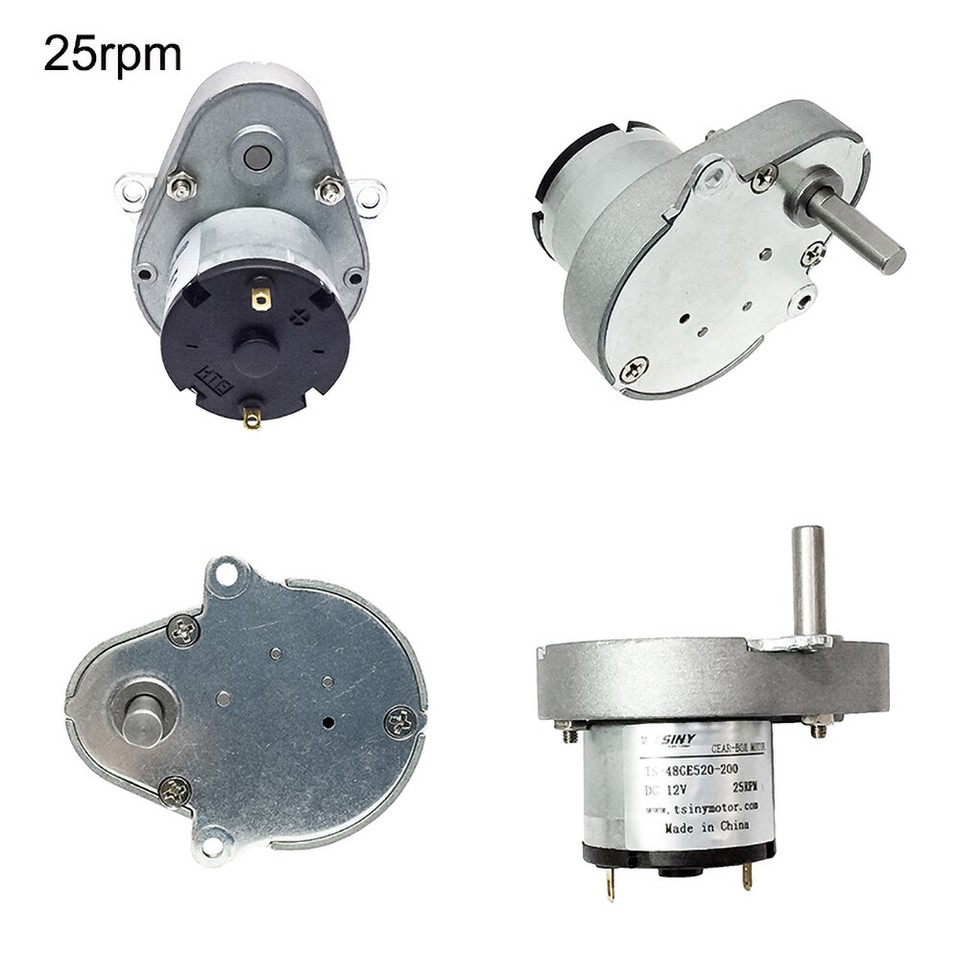 DC Worm Gear Motor 12V Slow Speed Electric Motor Turntable Metal 6.5RPM ...