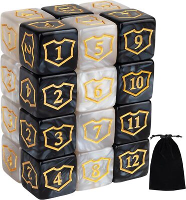 24 Pieces MTG Dice Counters Shield Buff Tokens Dice Life Counter Dice ...