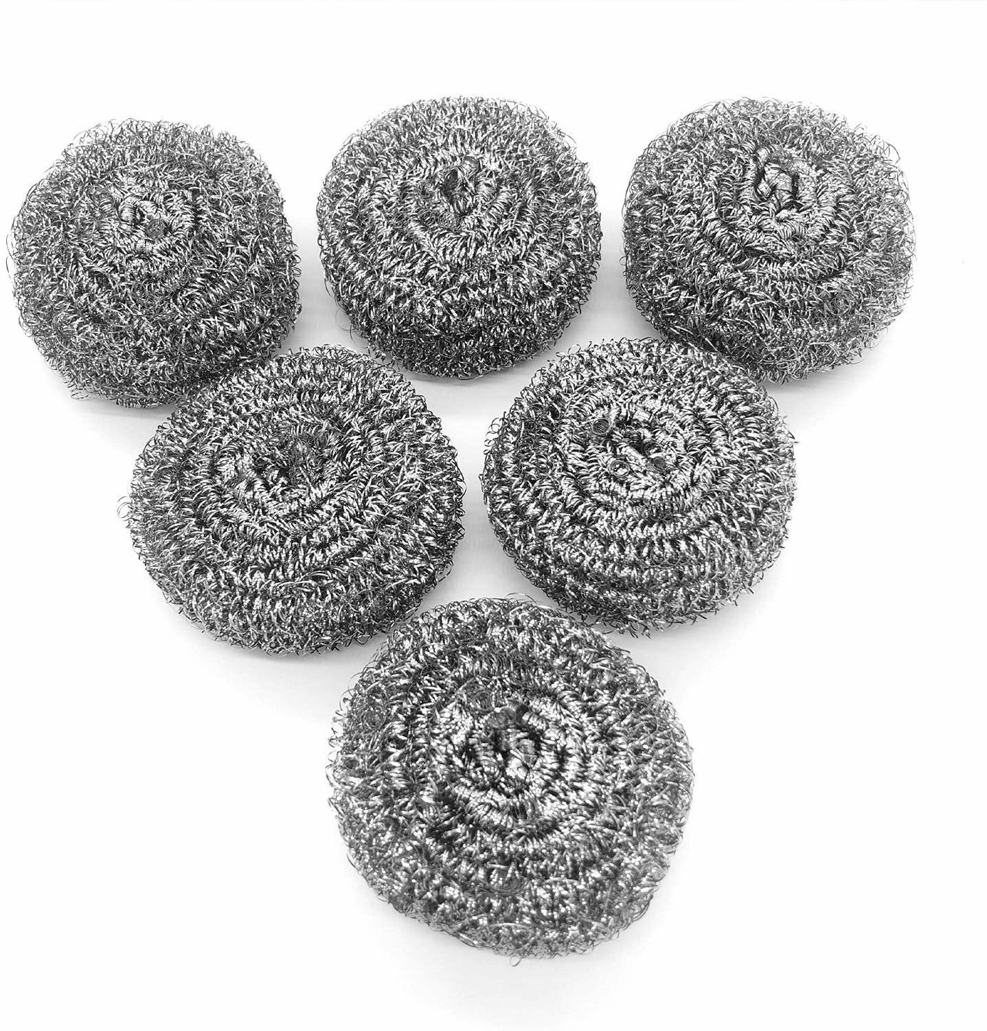 6 Pcs Stainless Steel Kitchen Cleaning Sponges Scouring Pad Steel Wool ...