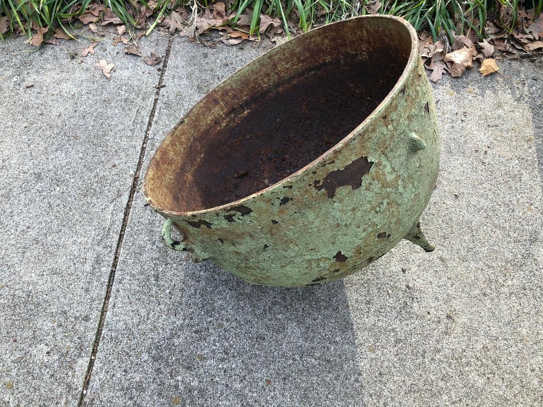 Huge Vintage Antique Cast Iron Flower Pot, Scalding Pot | eBay