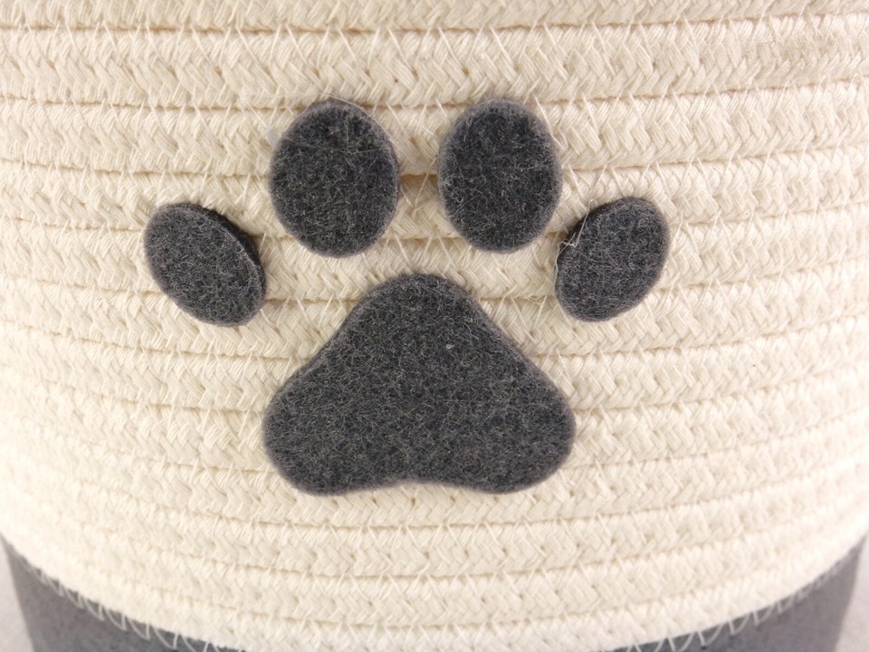 Pet Toy Storage Basket with Pet Paw Print Design Rope Storage Basket w ...