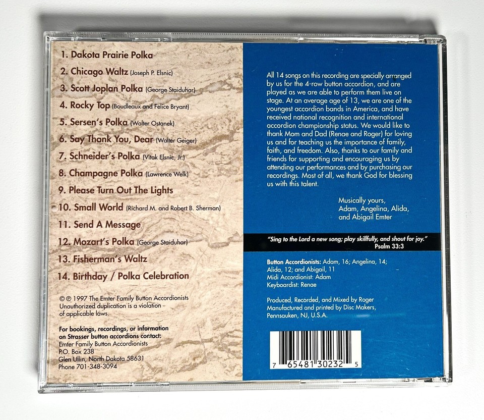 THE EMTER FAMILY POLKA CD LP "14 FAVORITES " FANTASTIC BUTTON BOX POLKA ...