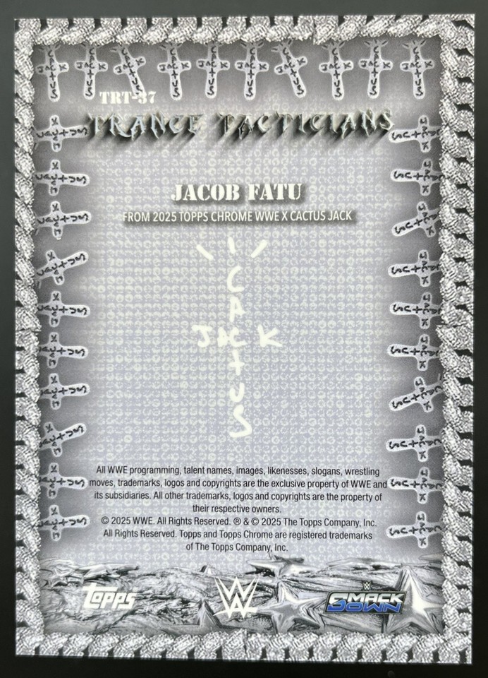 2025 Topps Chrome WWE x Cactus Jack Jacob Fatu Trance Tacticians SP SSP #TRT-37 | eBay