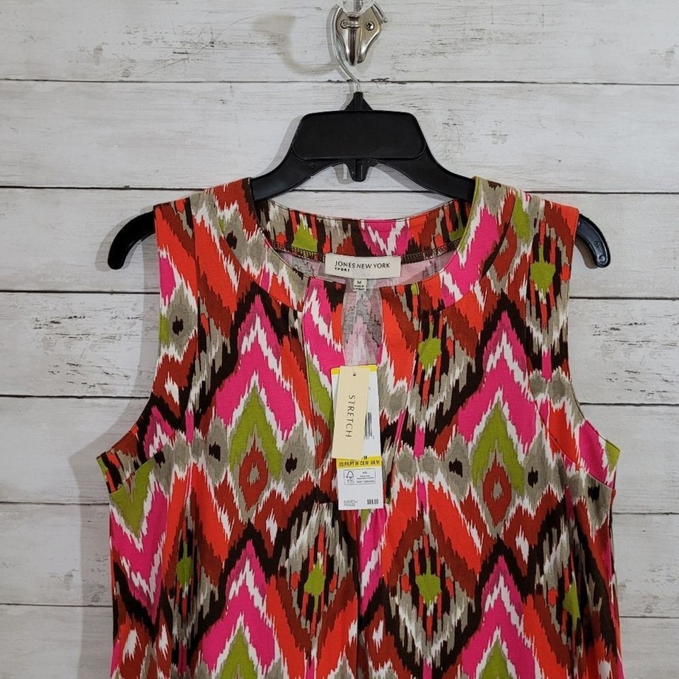 NWT Jones New York MOD 60s Style Colorful Print Sleeveless Shift Dress ...