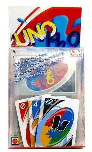 UNO Card Game H2O Splash Waterproof Clear PVC No 1 Family Fun Playing ...