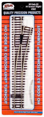 Atlas HO Scale Code 83 #4 Custom Right-Hand Turnout/Switch Model Train ...