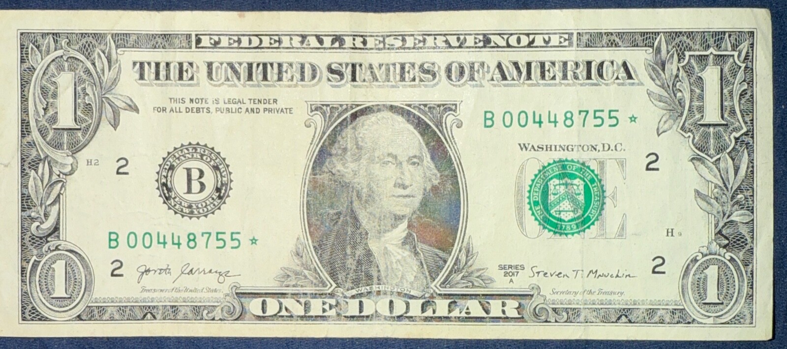 Rare One Dollar Bill Star Note 2013 $1 United States Federal Reserve ...