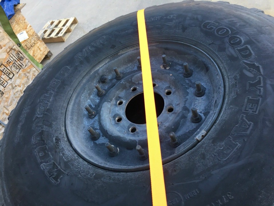 4 USED Military Humvee Tires 37" + 8 Lug 12 Bolt Rims + Run Flat ...
