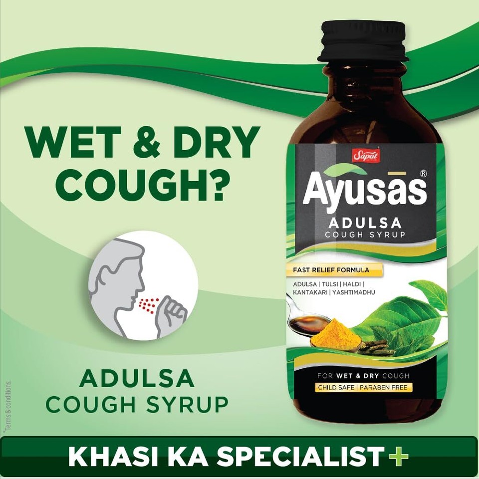 Sapat Ayusas Ayurvedic Adulsa Tulsi Cough Syrup 100 ML For Wet & Dry Cough | eBay