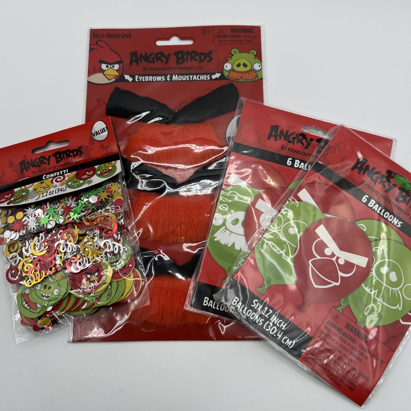 Angry Birds Party Supply Lot Ballons Confetti Eyebrows And Moustaches ...