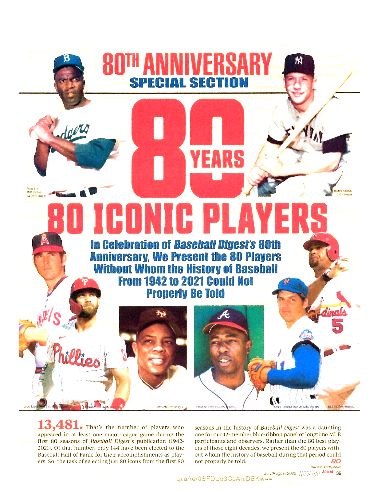 ICONIC 80 PLAYERS of Baseball Digest pre-cut Cadaco All-Star Baseball ...