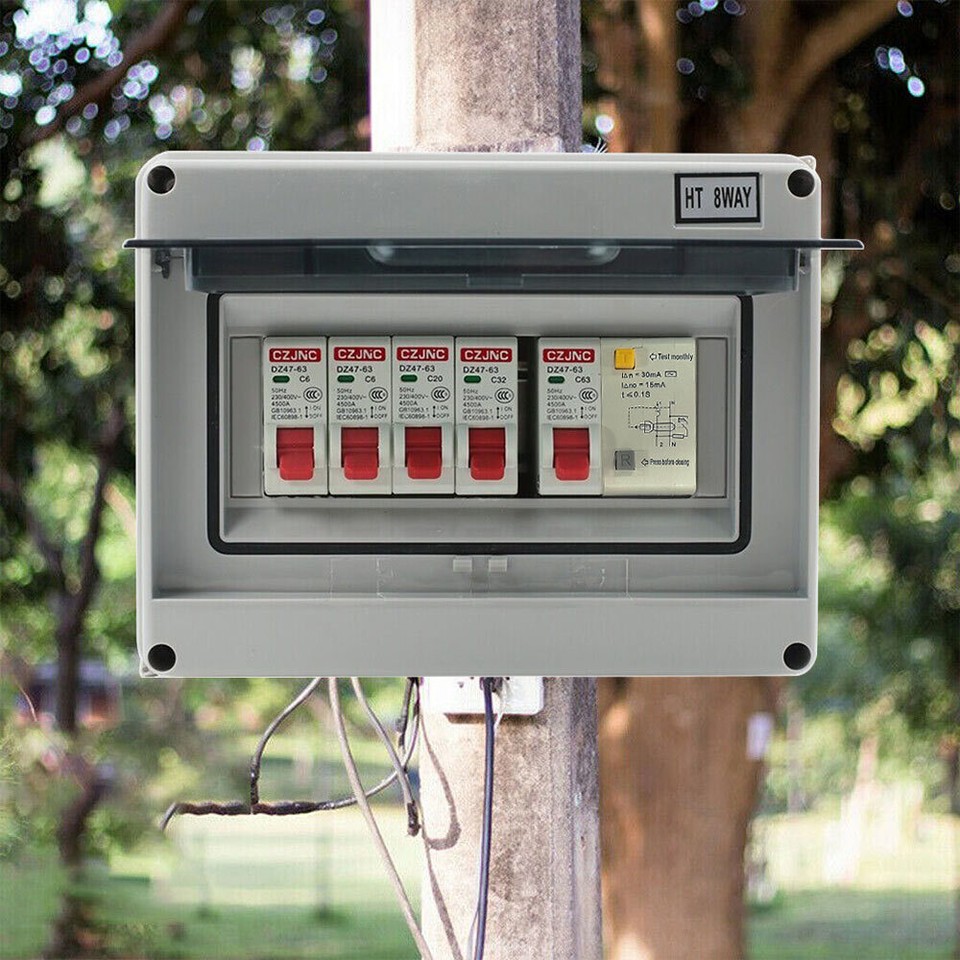 4 Way Consumer Unit fuse box 4 MCB Circuit Breakers Isolator Shed ...