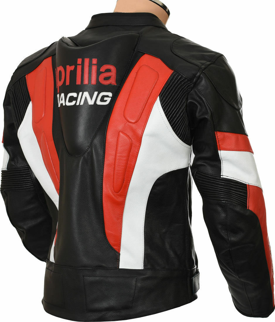 Aprilia Men CE Protected Armour Motorcycle Biker Racing Leather Jacket ...