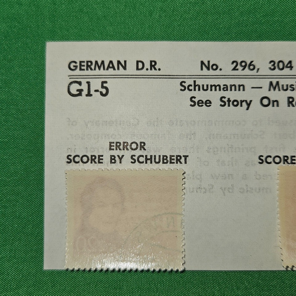 1959 Musical Stamp Error of Schumann for Schubert, Blk of 2 Stamps | eBay