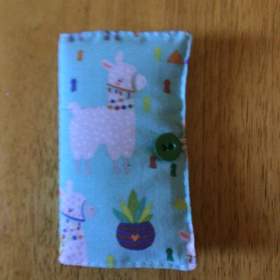 Handmade Needle Keeper/Holder/Caddy/Case, Llama on Light Turquoise ...