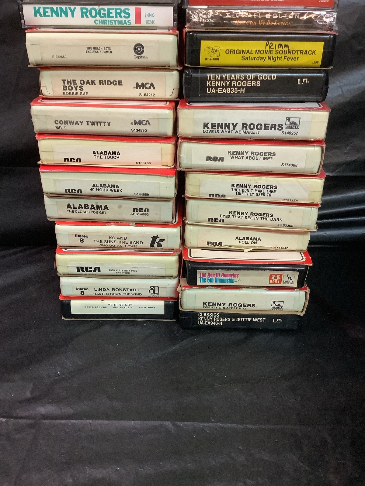 Lot Of 20 8 Track tapes-15 Cassettes Alabama,Kenny Roger’s,Elvis, Oak ...