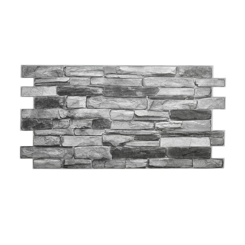 Grey Stone Effect PVC Plastic Wall Covering Panels 3D Decorative Tiles ...