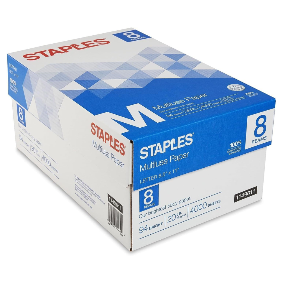 Multiuse Print Copy Paper 8.5" x 11" 20 lb. 94 Brightness 8 Reams 4000 ...