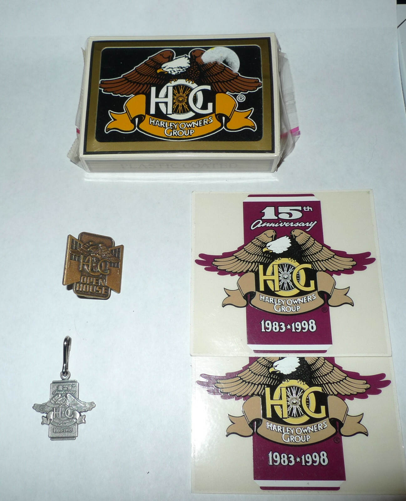 Harley Davidson HOG Deck of Cards 2 HOG 15th stickers & Pin, HOG Open ...
