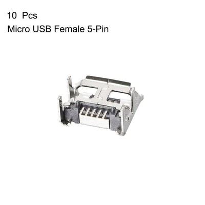 Micro USB Female Socket Connector 5 Pin 180 Degree Adapter Replacement ...