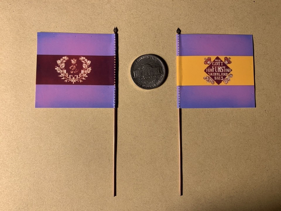 2x 54mm Napoleonic Flags metal flagpole Brunswick 2nd Infantry ...