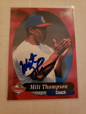 MILT THOMPSON Autographed Signed 1999 Reading card Philadelphia ...