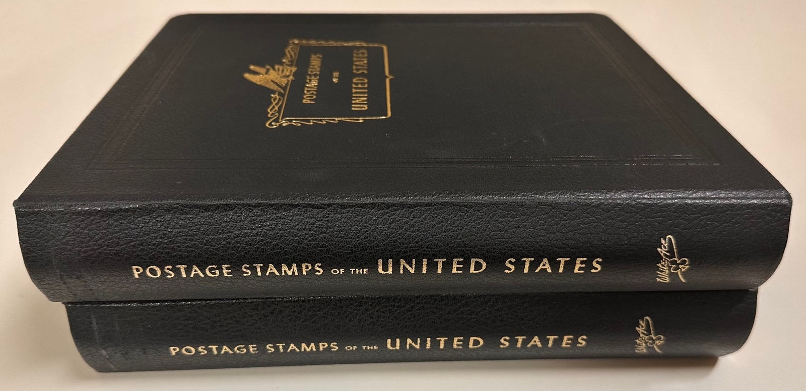 Lot of 2, White Ace Stamps Album 3-Ring Binders, Golden Lettering *jd ...
