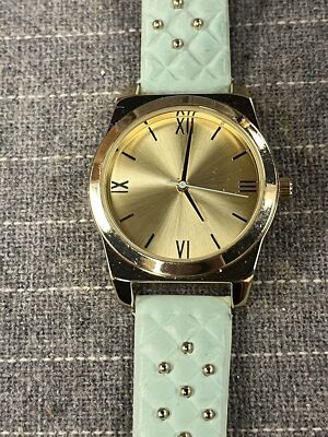 Teal Button Style Unique Cyan Leather Band Quartz Ladies Watch | eBay