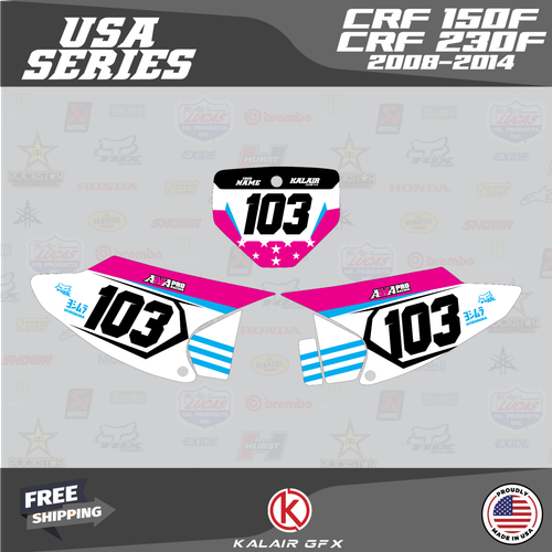 Graphics Kit for HONDA CRF150F CRF230F (2008-2014) Usa Series - Magenta ...