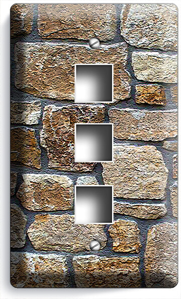 RUSTIC STONE BRICK STYLE LIGHT SWITCH OUTLET WALL PLATE MAN CAVE ROOM ...