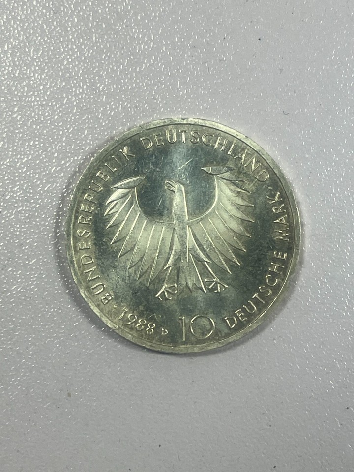 1988 Germany 10 Mark .625 Silver 200th Anniv-Arthur Schopenhauer Unc ...