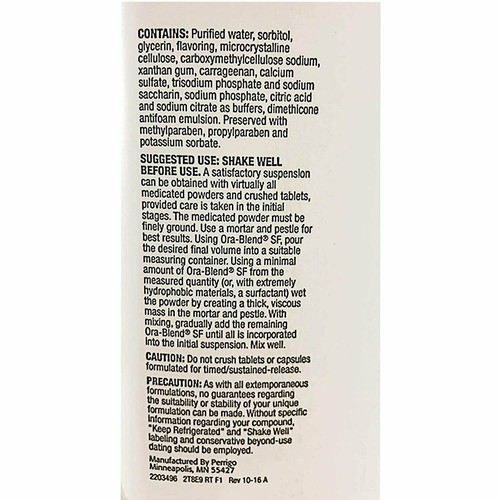 Perrigo Ora Blend Flavored Suspending Vehicle Liquid Suitable Anti Foam ...