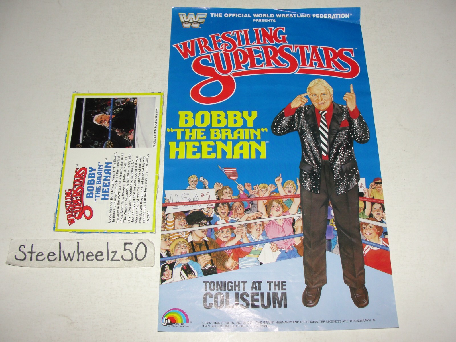 Vintage WWF Bobby The Brain Heenan Poster & Bio File Card 1985 LJN ...